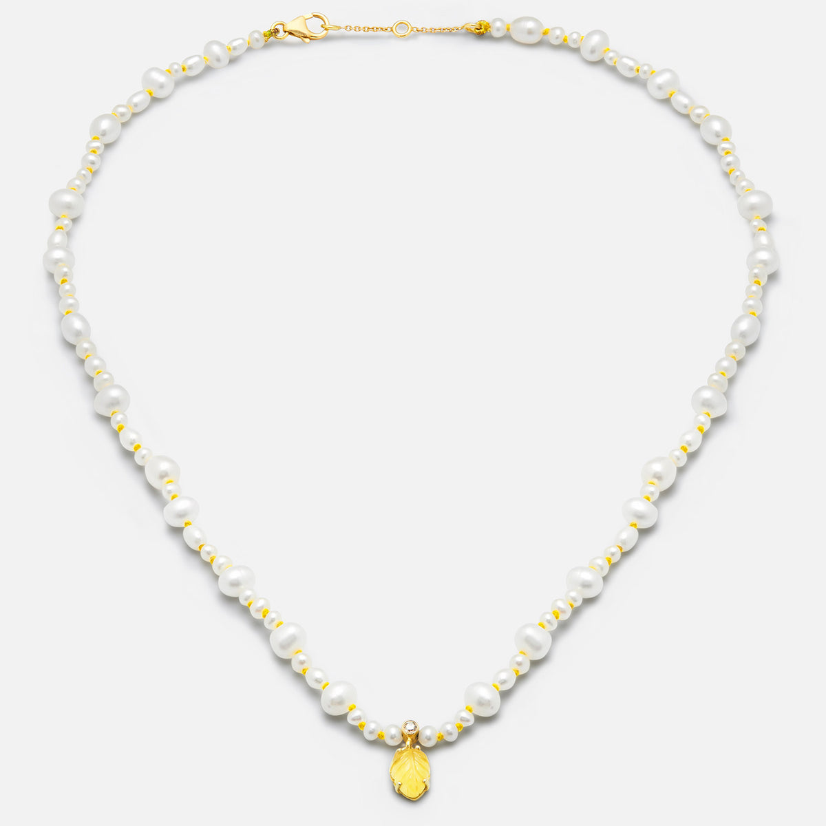 18k Yellow Gold Muna Pearl Necklace with Yellow Sapphire – Amrapali London